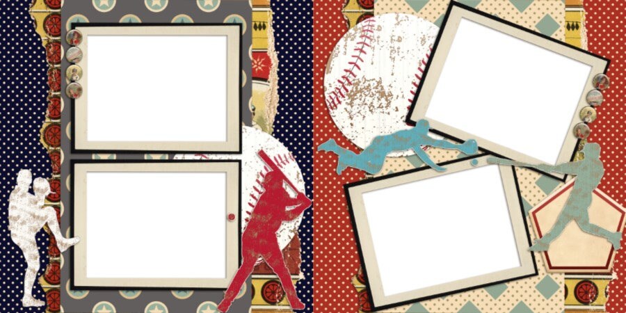BASEBALL - 2 Premade Scrapbook Pages - EZ Layout 371 - Etsy