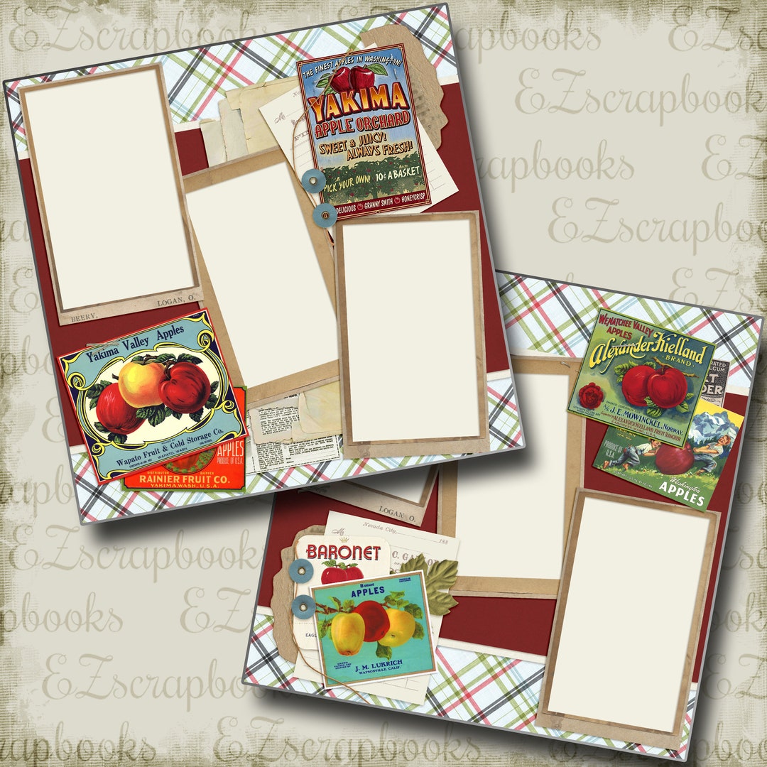 Fall Apples 2 Premade Scrapbook Pages EZ Layout 4408 - Etsy