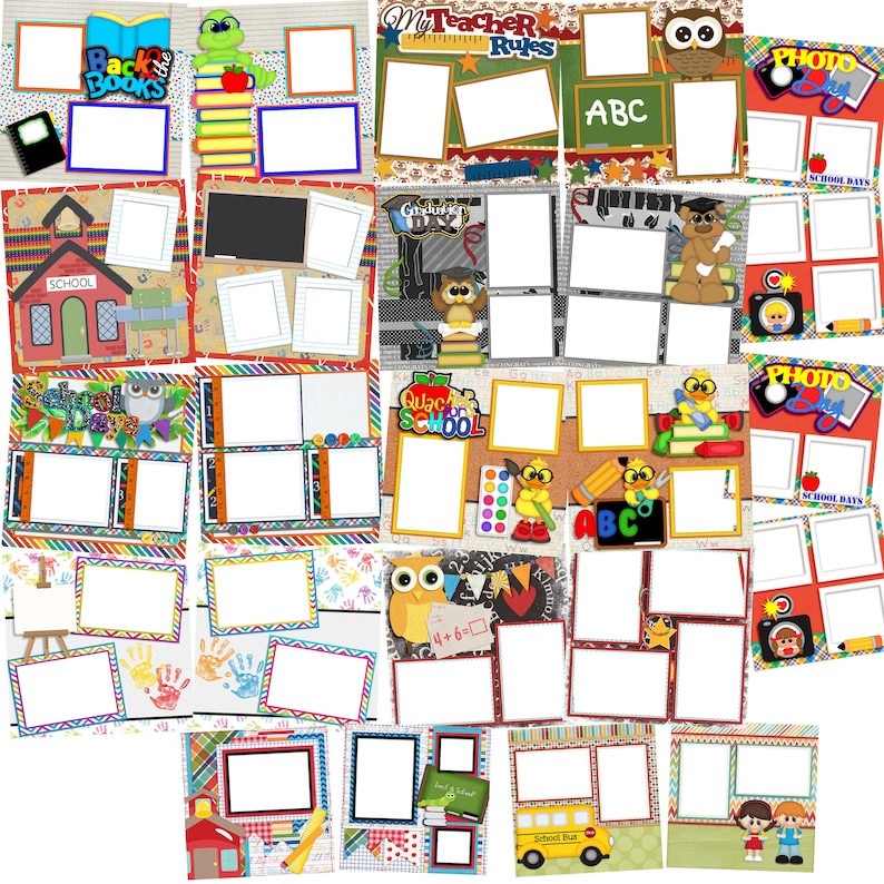 School Days Collection 2 Digital Scrapbook Quick Page Bundle - Etsy