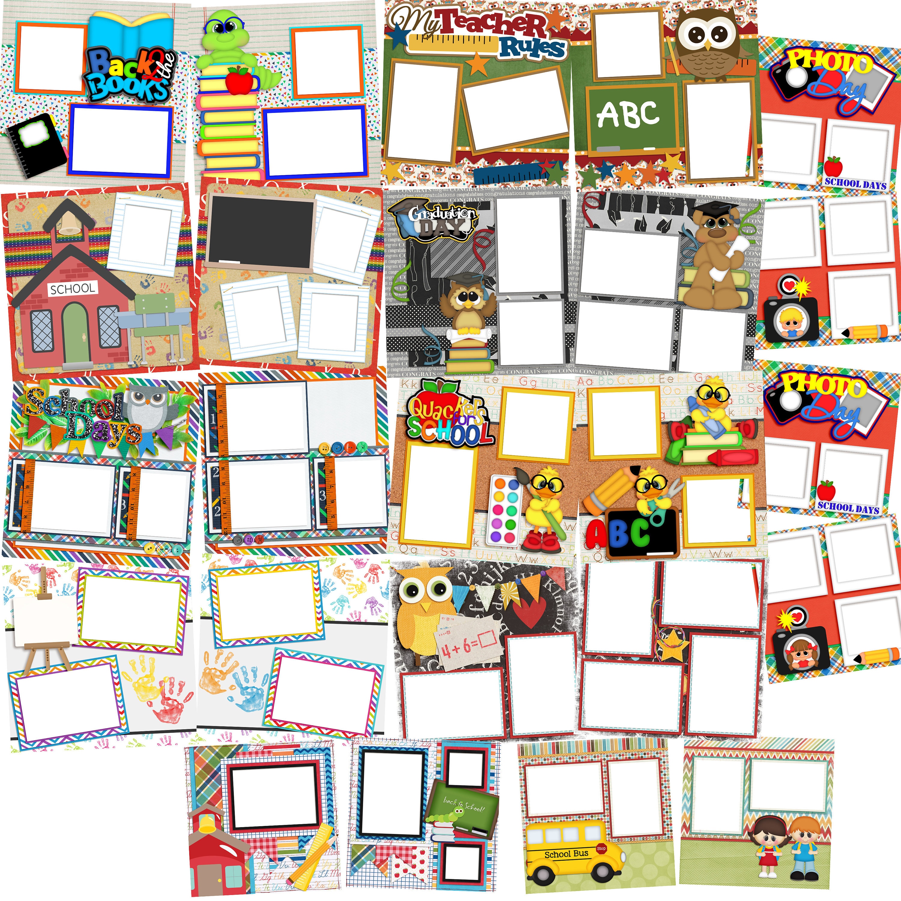 School Days Collection 2 - Digital Scrapbook Quick Page Bundle ...