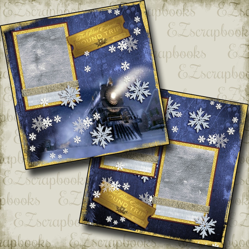 Winter Train 2 Premade Scrapbook Pages EZ Layout 5154 | Etsy