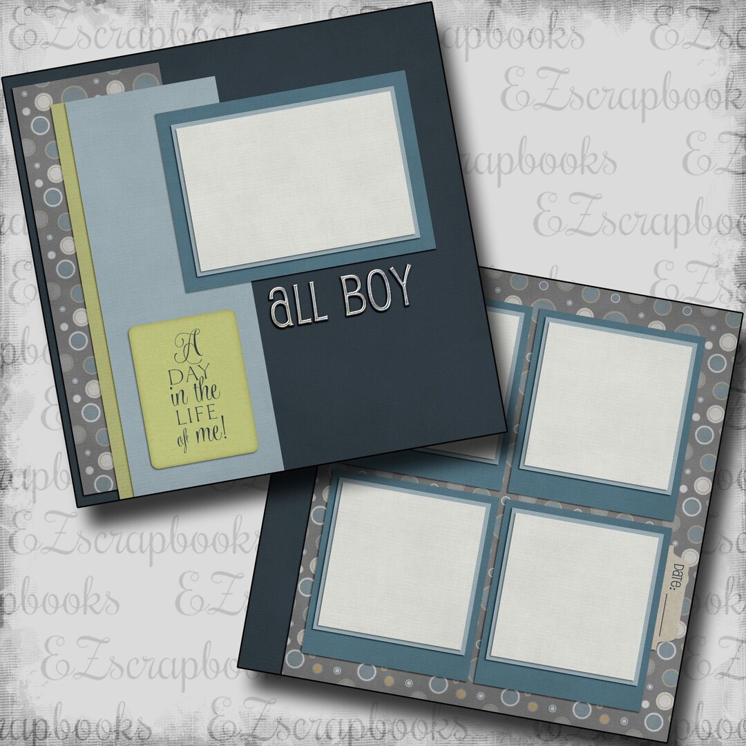 All Boy - 2 Premade Scrapbook Pages - EZ Layout 6644 - Etsy