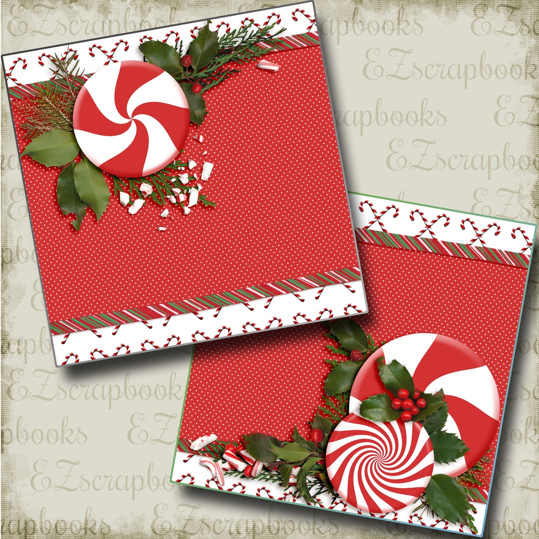 Peppermint Holiday NPM - Christmas - 2 Premade Scrapbook Pages - EZ ...