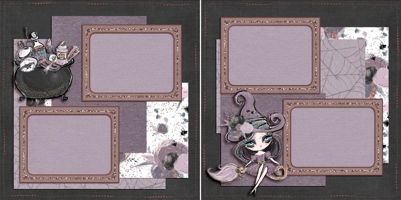 Cute Gothic Witch Halloween 2 Premade Scrapbook Pages EZ - Etsy