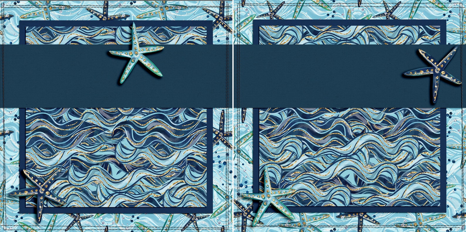 Nautical Waves NPM 2 Premade Scrapbook Pages EZ Layout | Etsy