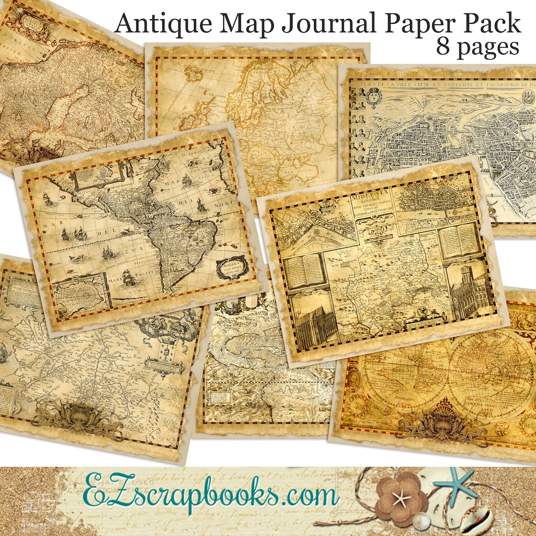 Antique Maps Journal Paper Pack - EZ Journal 7027 - Etsy