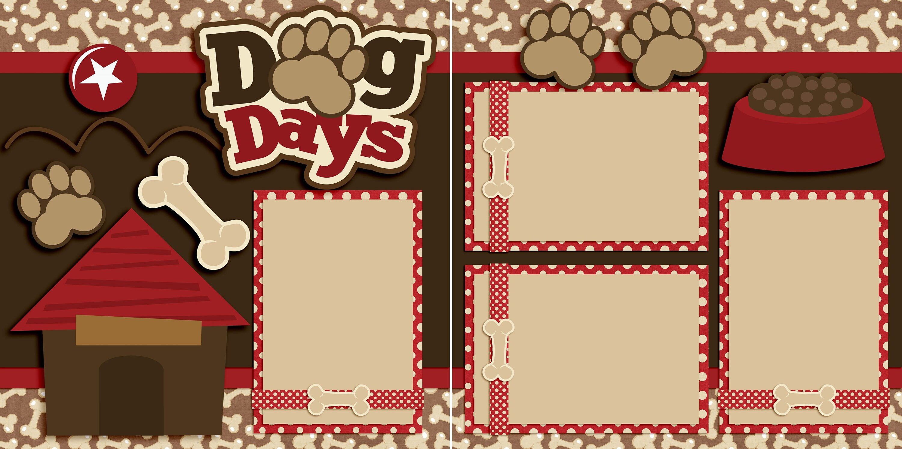 Dog Days - Dog - 2 Premade Scrapbook Pages - EZ Layout 5510 - Etsy