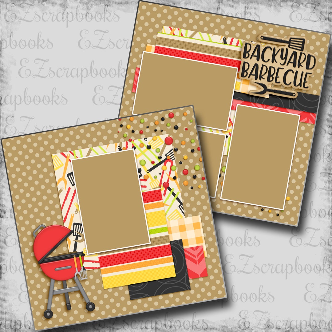 Backyard Barbecue - 2 Premade Scrapbook Pages - EZ Layout 5592 - Etsy