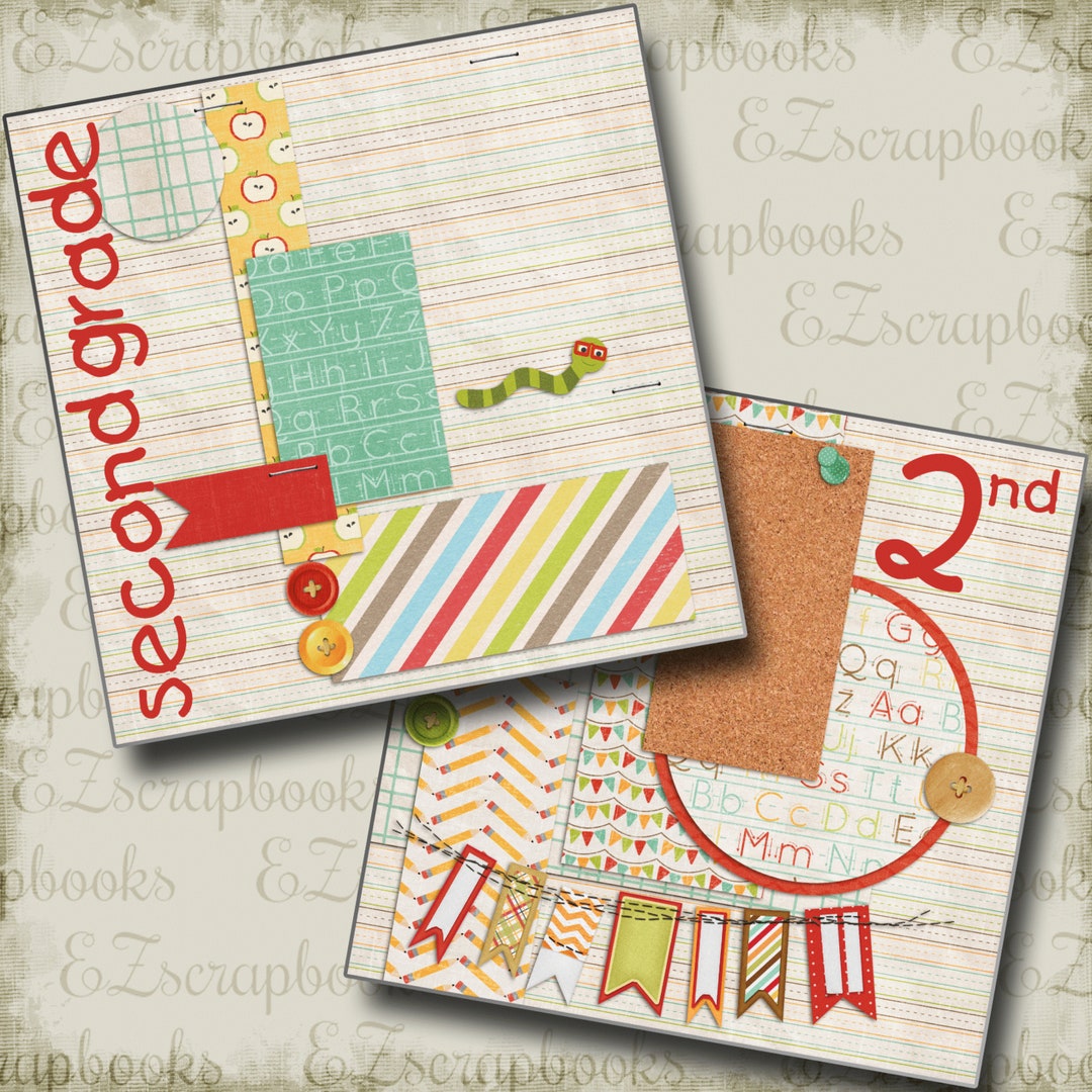 Second Grade NPM - School - 2 Premade Printed Scrapbook Pages - EZ ...