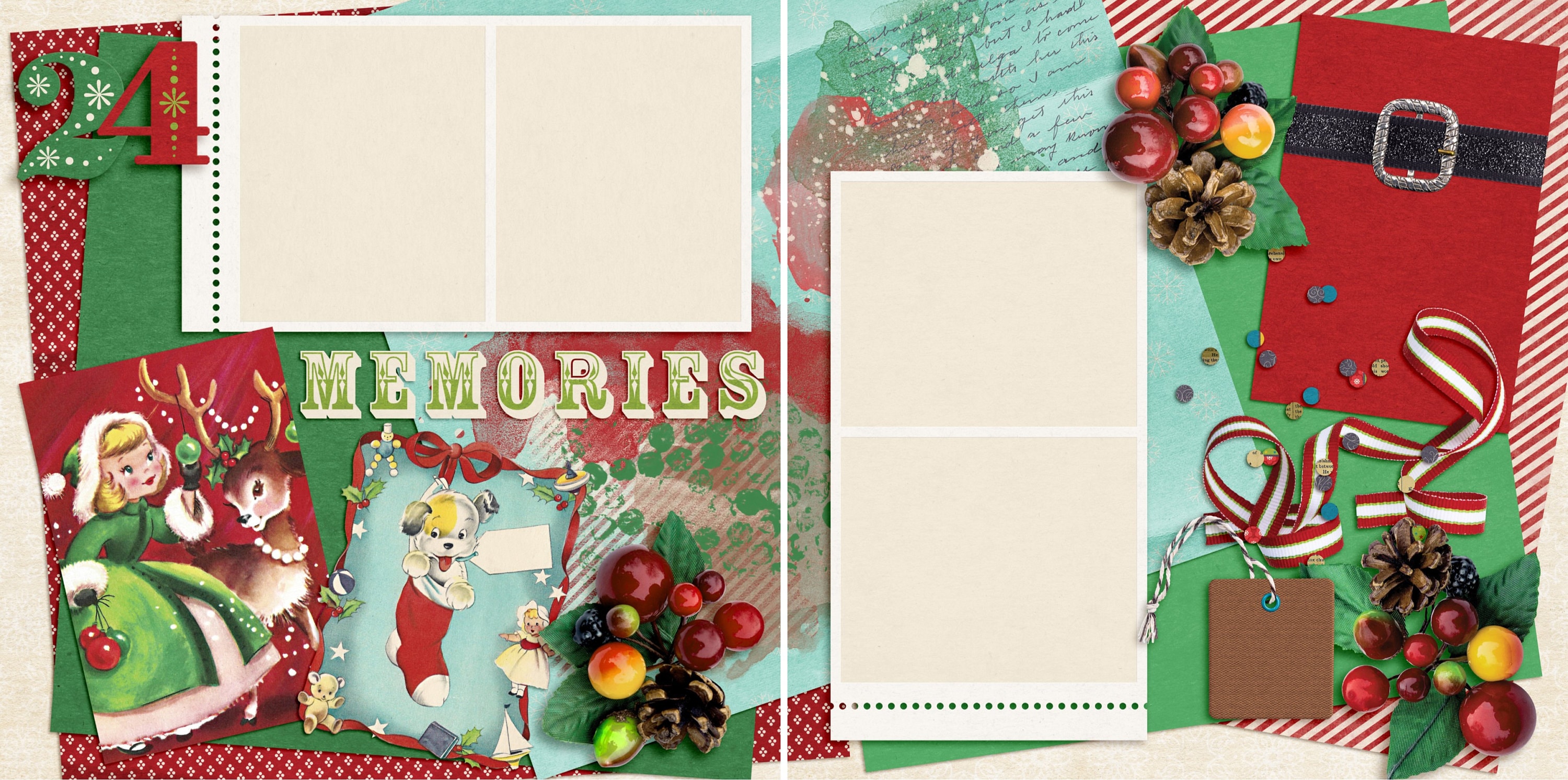 Vintage Christmas Memories 2 Premade Scrapbook Pages EZ | Etsy