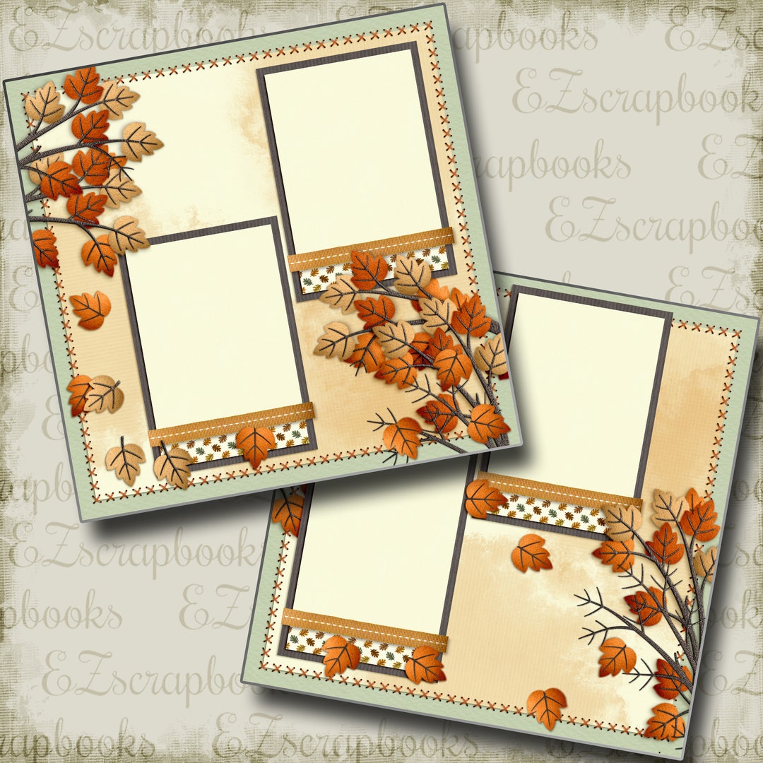 Fall Leaves - 2 Premade Scrapbook Pages - EZ Layout 4372 - Etsy