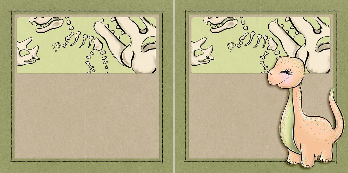 Dino Dig Background Pages Digital Scrapbook Page Bundle - Etsy