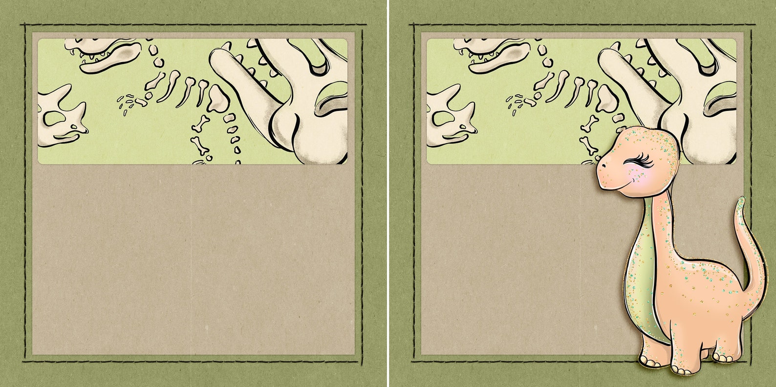 Dino Dig Background Pages Digital Scrapbook Page Bundle - Etsy