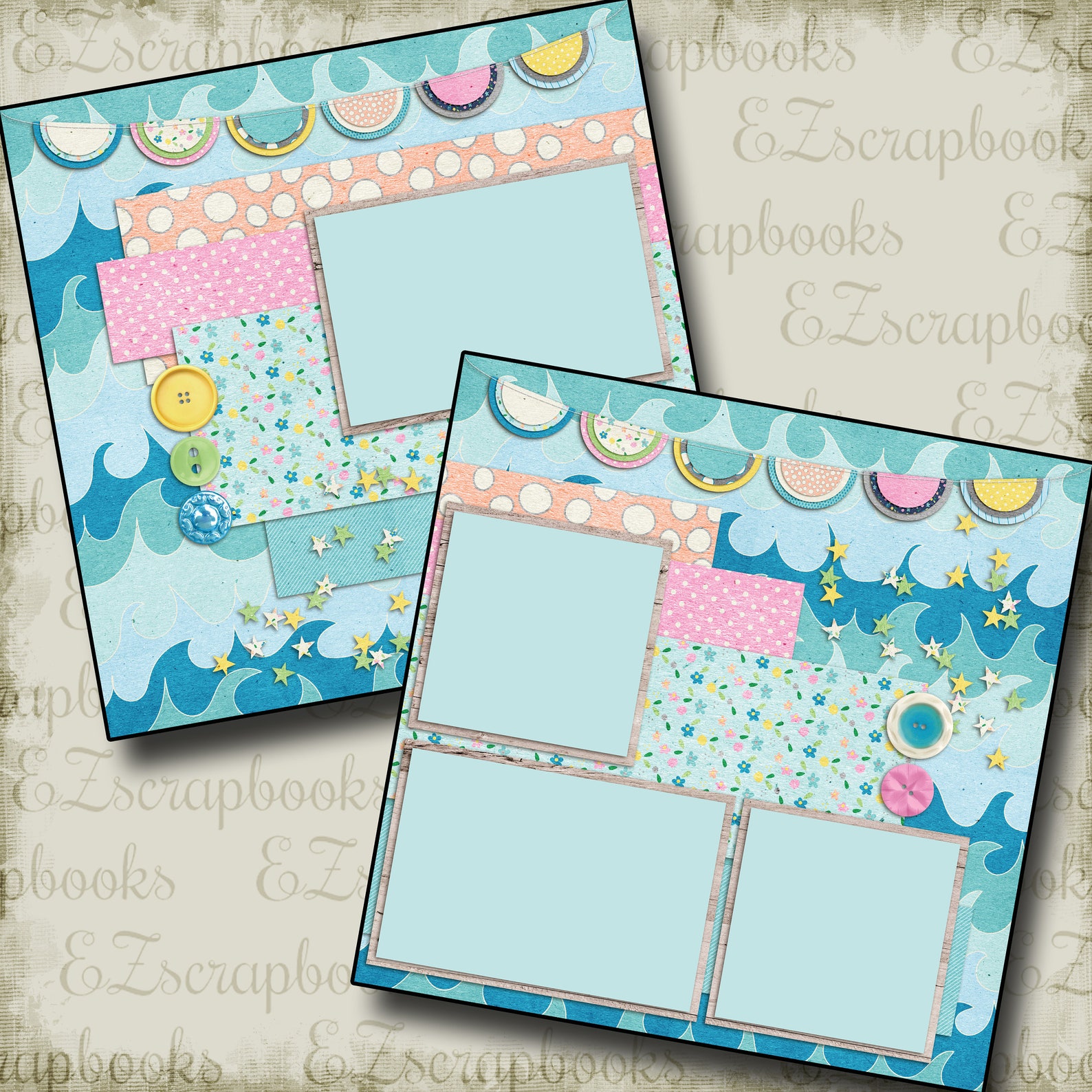 POOL PARTY 2 Premade Scrapbook Pages EZ Layout 2129 - Etsy