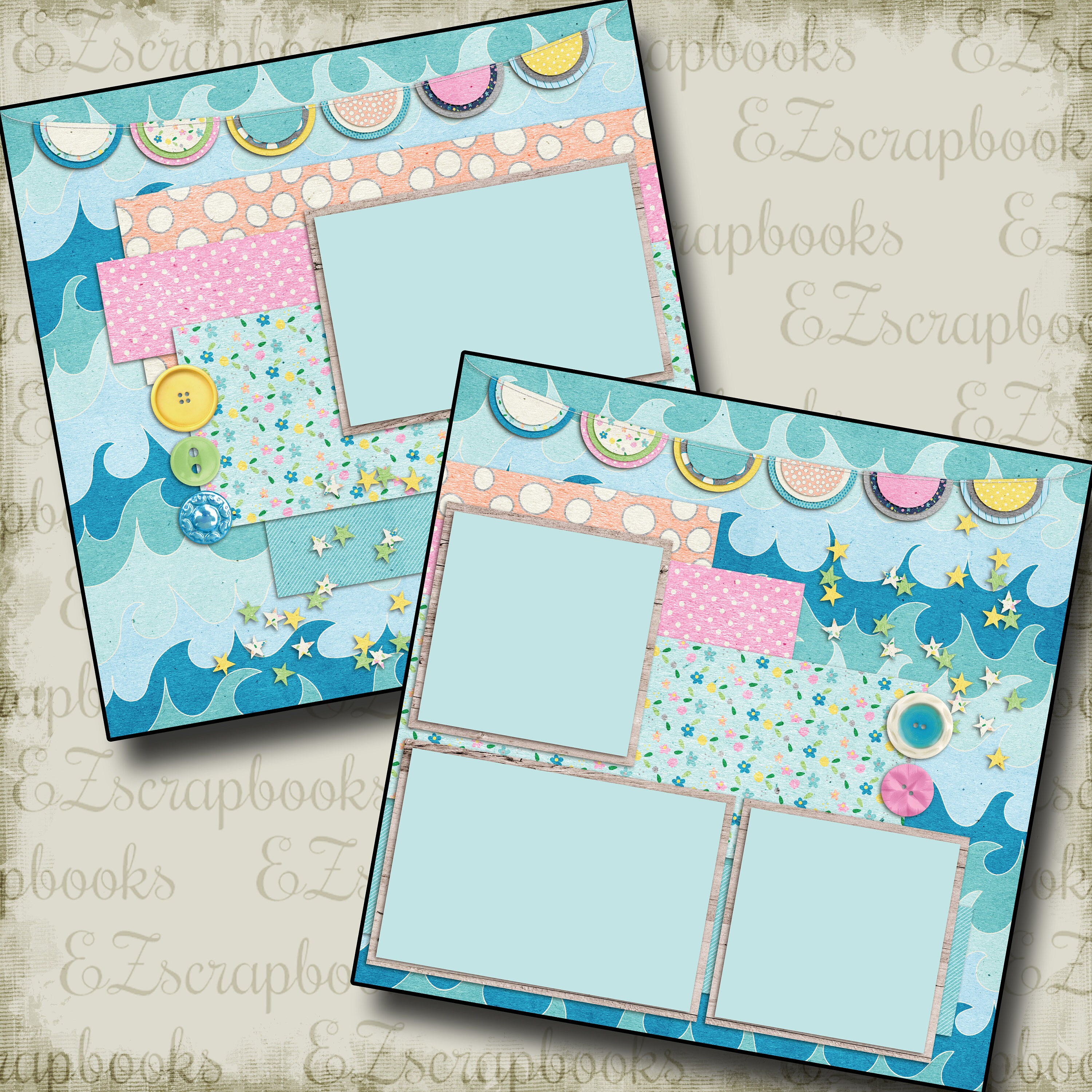 POOL PARTY 2 Premade Scrapbook Pages EZ Layout 2129 | Etsy