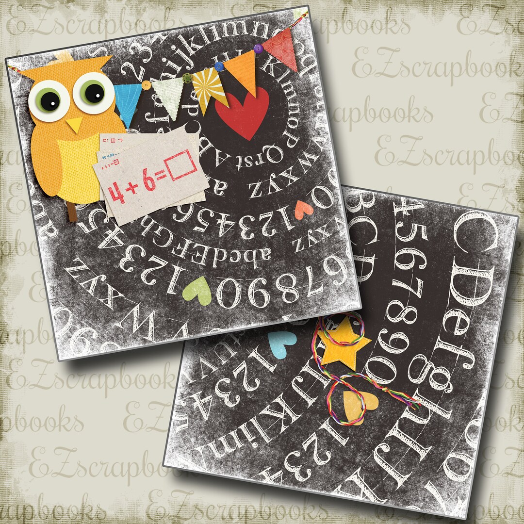 Math Owl NPM - 2 Premade Scrapbook Pages - EZ Layout 4311 - Etsy