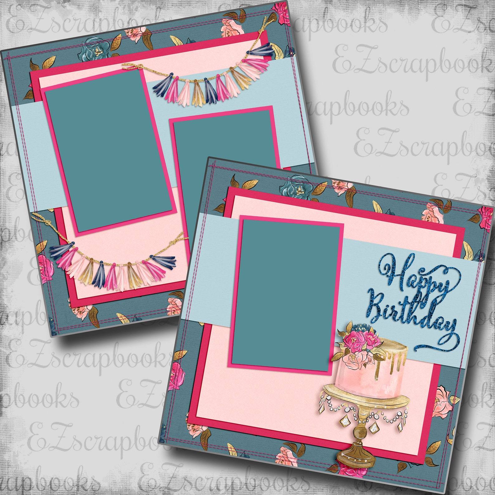 HAPPY BIRTHDAY 2 Premade Scrapbook Pages EZ Layout 5666 - Etsy