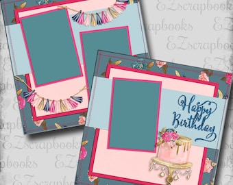 Let's Celebrate 12x12 Scrapbook Layout 2 Page Kit Birthday - Etsy
