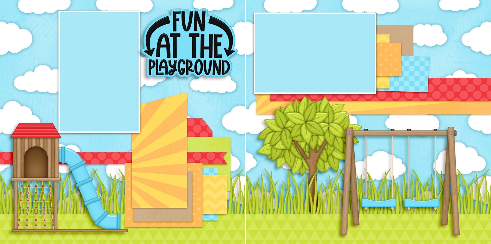 Fun at the Playground 2 Premade Scrapbook Pages EZ Layout - Etsy