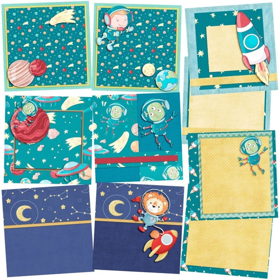 Space Adventure Background Pages Digital Scrapbook Page - Etsy