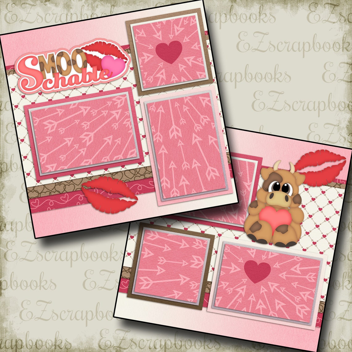 SMOOCHABLE 2 Premade Scrapbook Pages EZ Layout 42 | Etsy