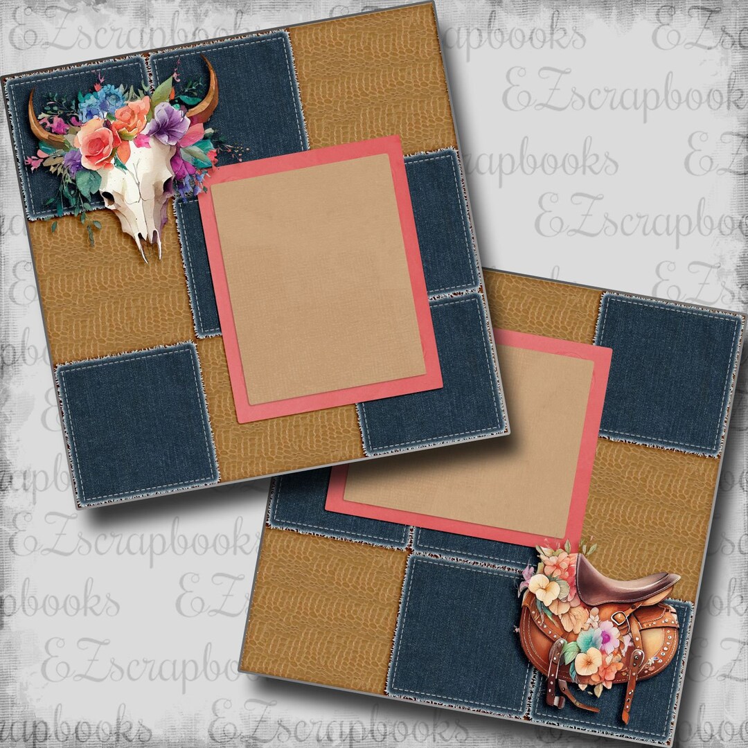 Cow-girly - Western - 2 Premade Scrapbook Pages - EZ Layout 6656 - Etsy