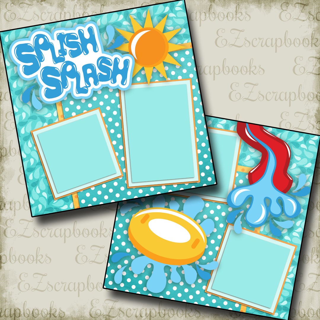 SPLISH SPLASH - 2 Premade Scrapbook Pages - EZ Layout 2324 - Etsy