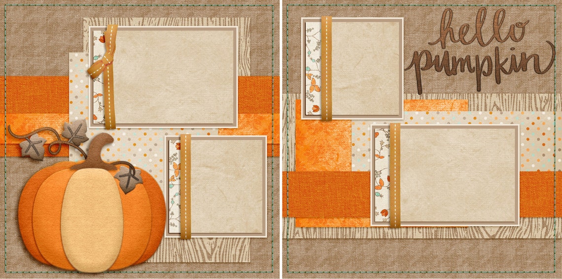 Hello Pumpkin 2 Premade Scrapbook Pages EZ Layout 4374 | Etsy