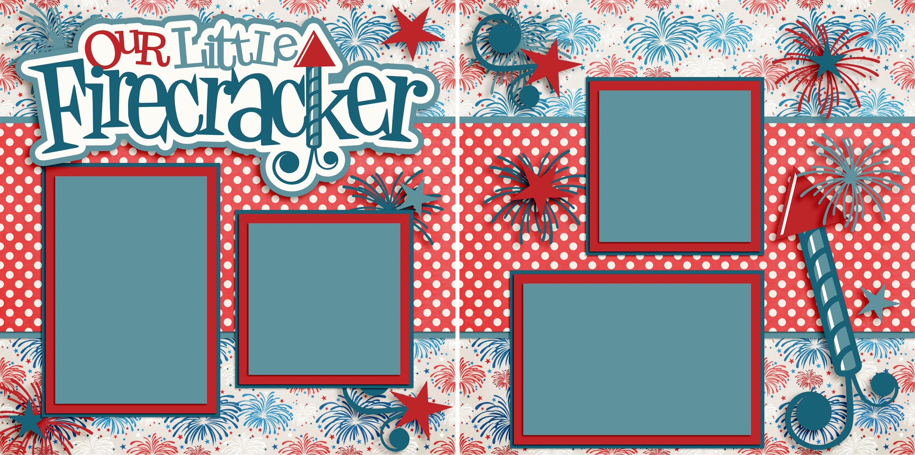 Our Little Firecracker 2 Premade Scrapbook Pages EZ Layout - Etsy