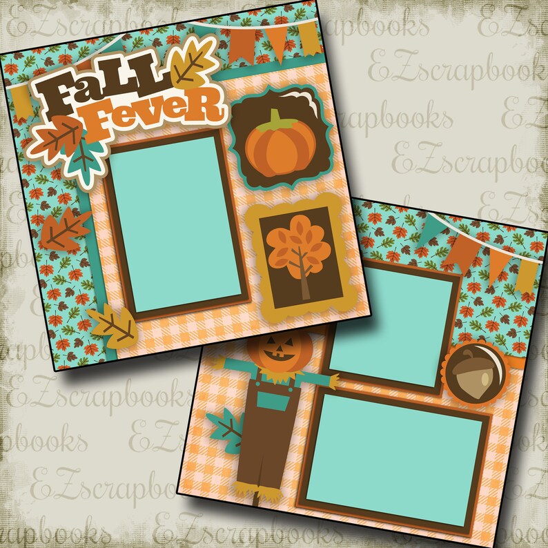 FALL FEVER - 2 Premade Scrapbook Pages - EZ Layout 2310 - Etsy
