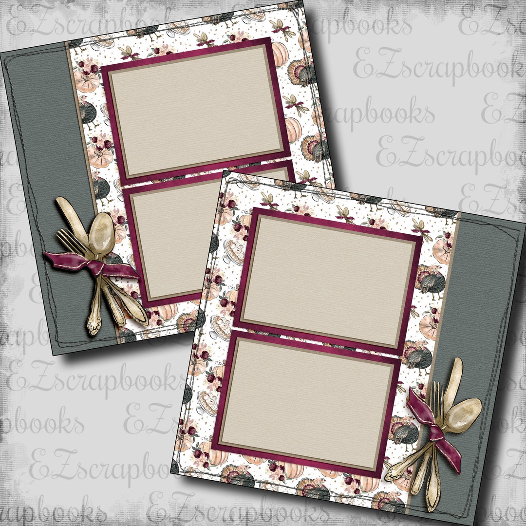 Thanksgiving Glam Flatware - 2 Premade Scrapbook Pages - EZ Layout 23 ...