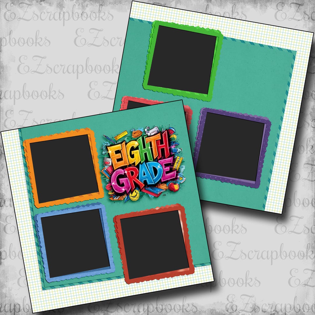 Eighth Grade Boy - 2 Premade Scrapbook Pages - EZ Layout 25-724 - Etsy