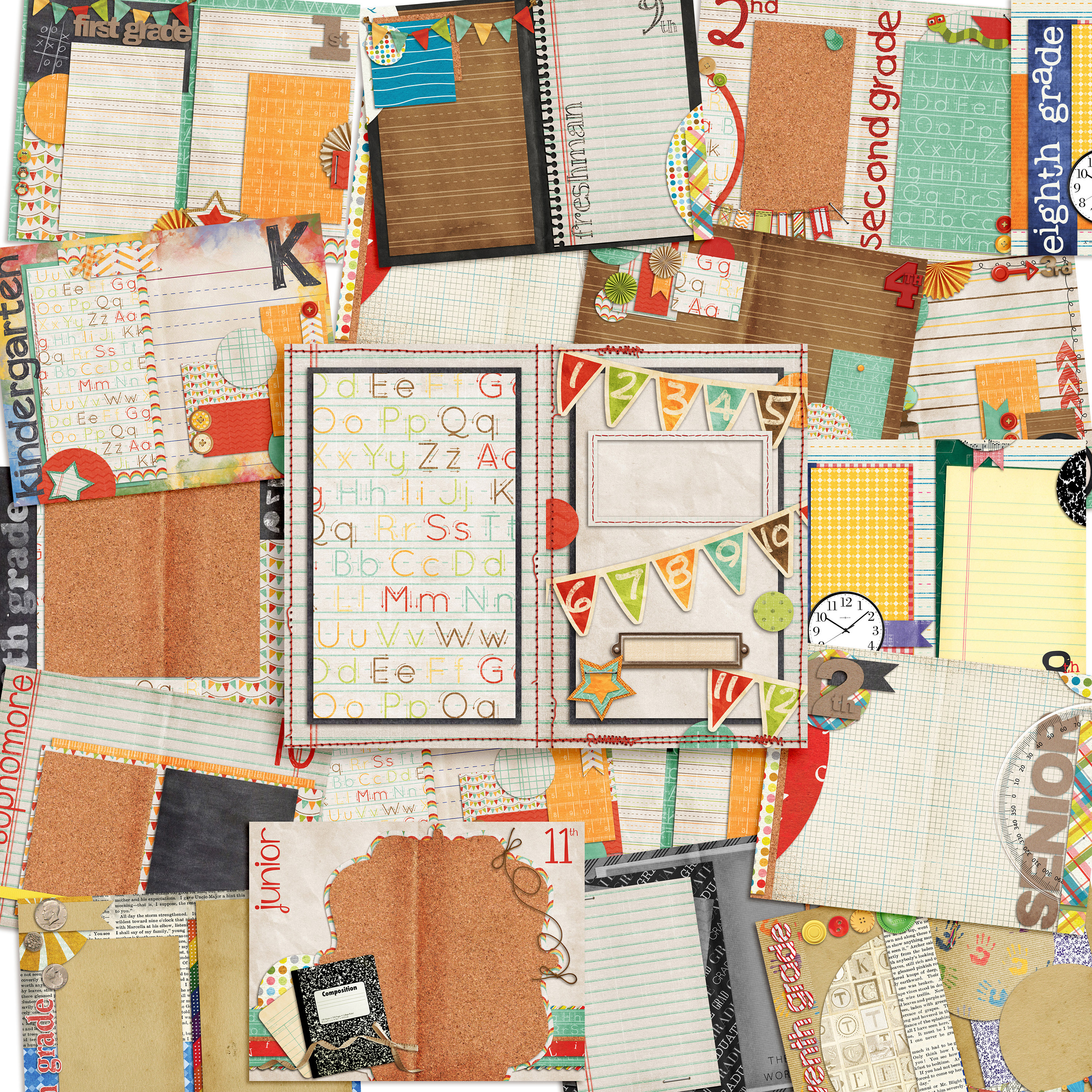 Scrapbooking Craft Supplies & Tools Premade Paper Junk Journal Digitals ...