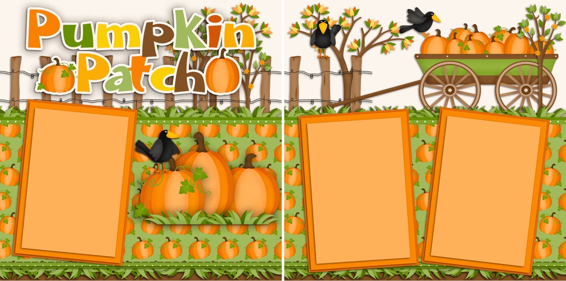 PUMPKIN PATCH - 2 Premade Scrapbook Pages - EZ Layout 2342 - Etsy