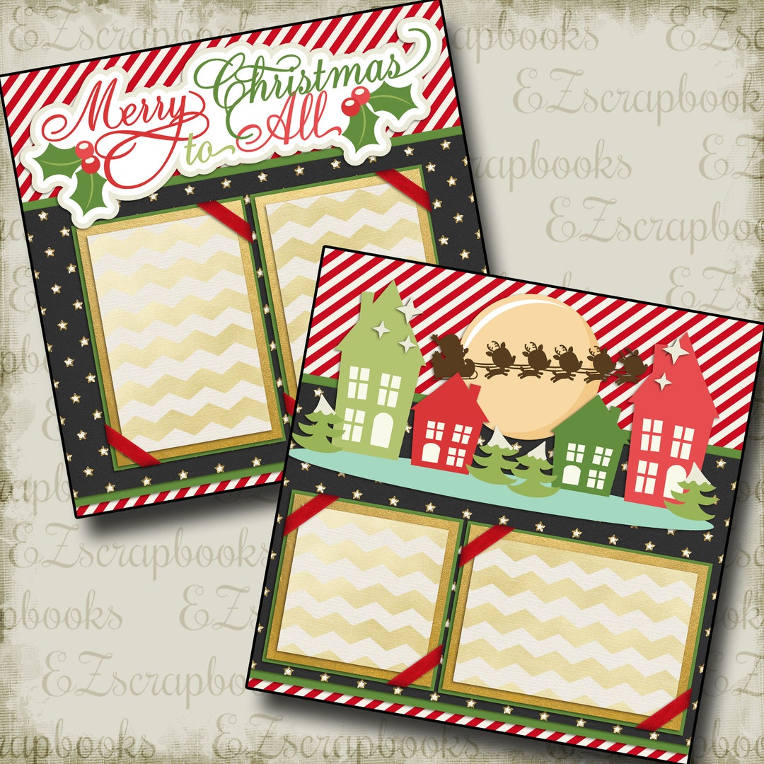 MERRY CHRISTMAS to All 2 Premade Scrapbook Pages EZ Layout - Etsy