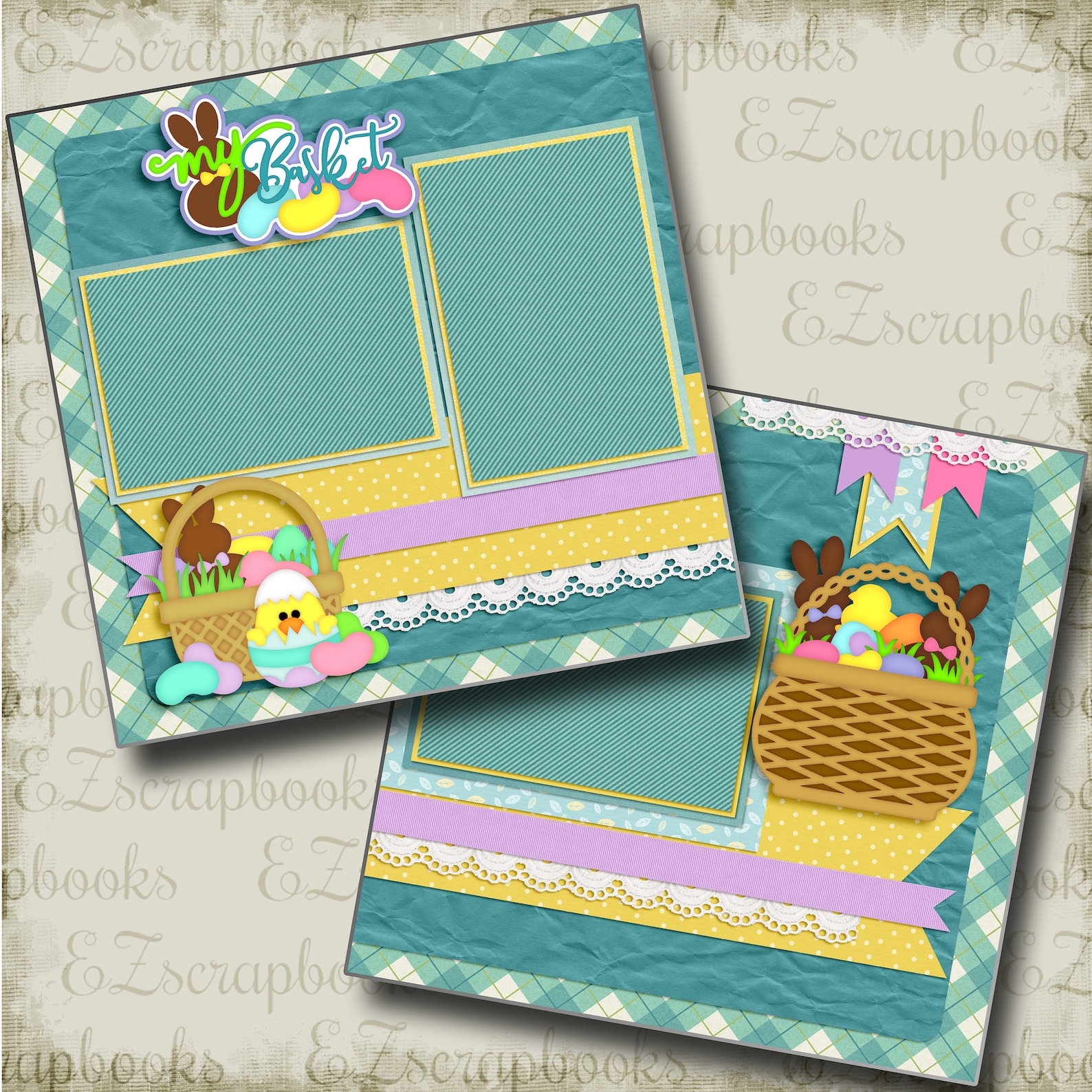 My Basket 2 Premade Scrapbook Pages EZ Layout 4158 - Etsy