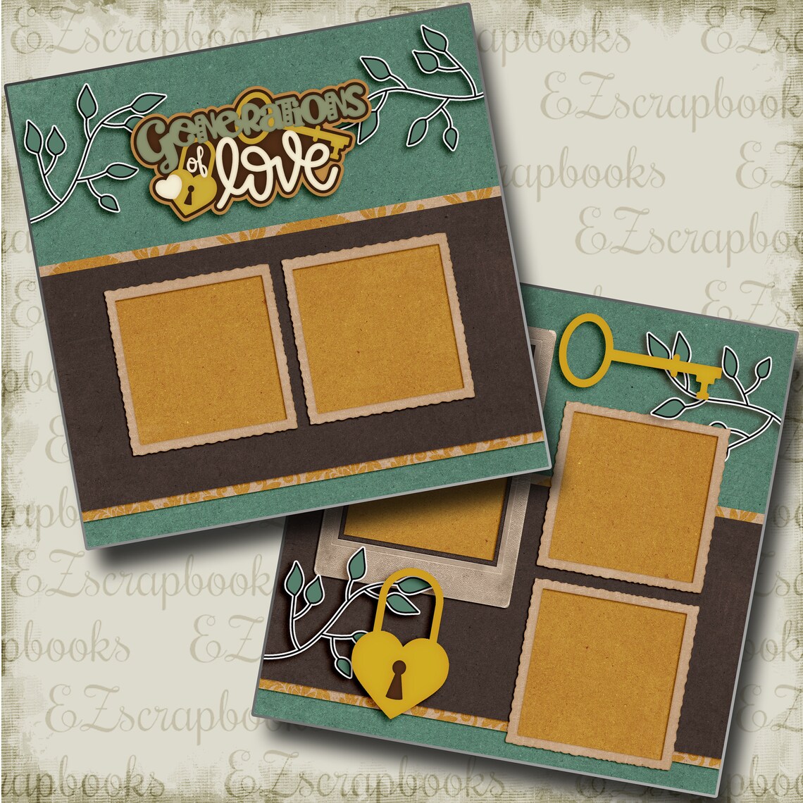 Generations of Love - Family - 2 Premade Scrapbook Pages - EZ Layout ...