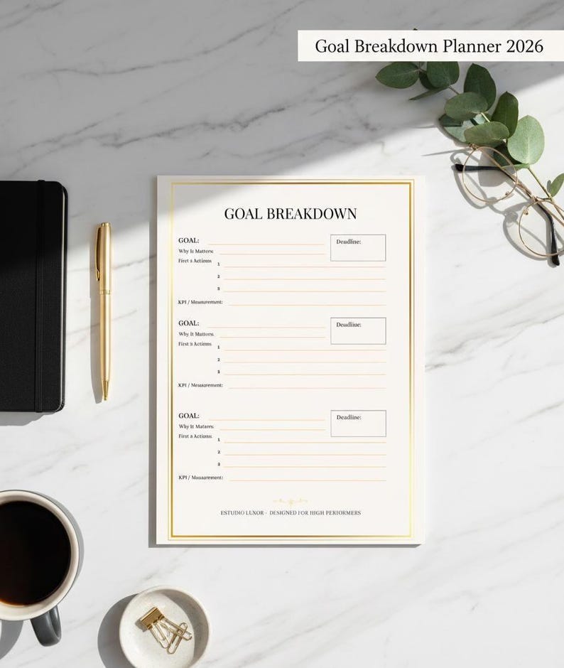 2026 Goal Breakdown Planner | Printable Daily, Weekly, Monthly (digital ...