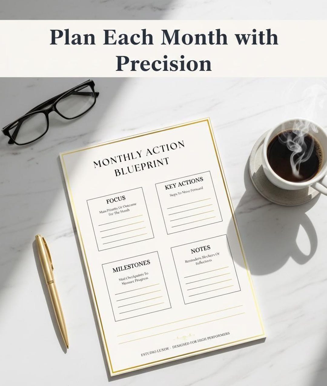 Monthly Action Planner Page | Printable Goal Tracker | Productivity ...