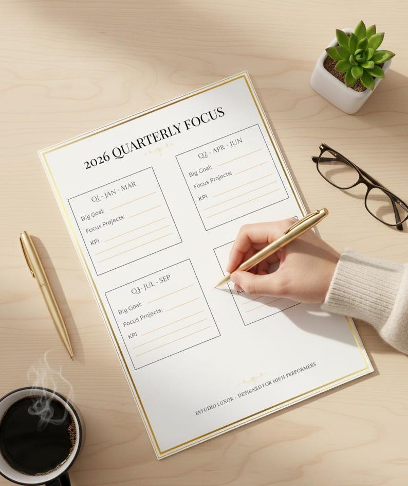 2026 Quarterly Goal Planner Printable – 365day Goal Setting & Personal ...