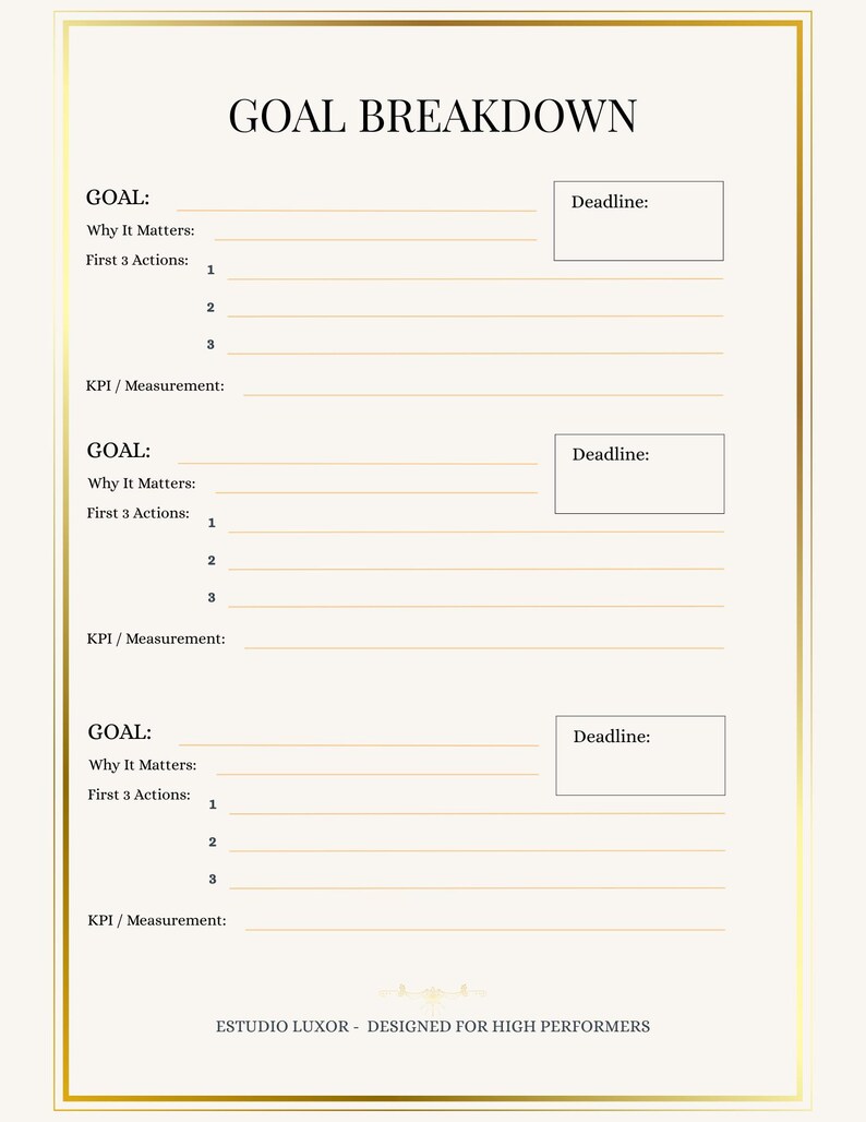 2026 Goal Breakdown Planner | Printable Daily, Weekly, Monthly (digital ...