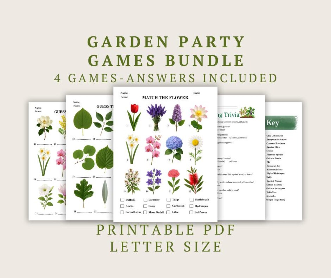 Garden Games Bundle: Guessing & Matching Game, Gardening Trivia ...