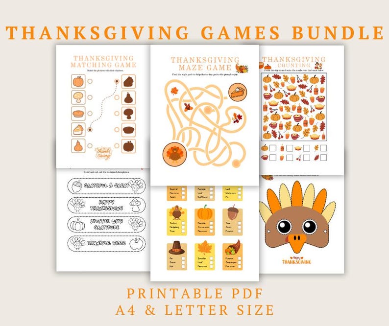 Thanksgiving Games Bundle: Trivia, Bingo, Maze, Matching, Scavenger ...