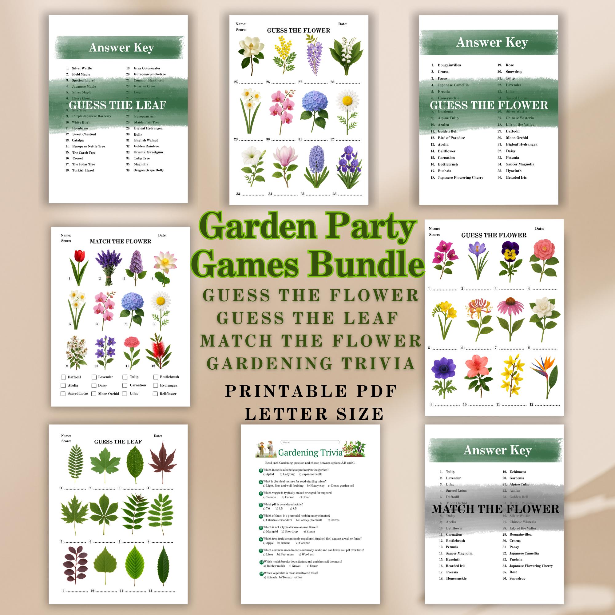 Garden Games Bundle: Guessing & Matching Game, Gardening Trivia ...