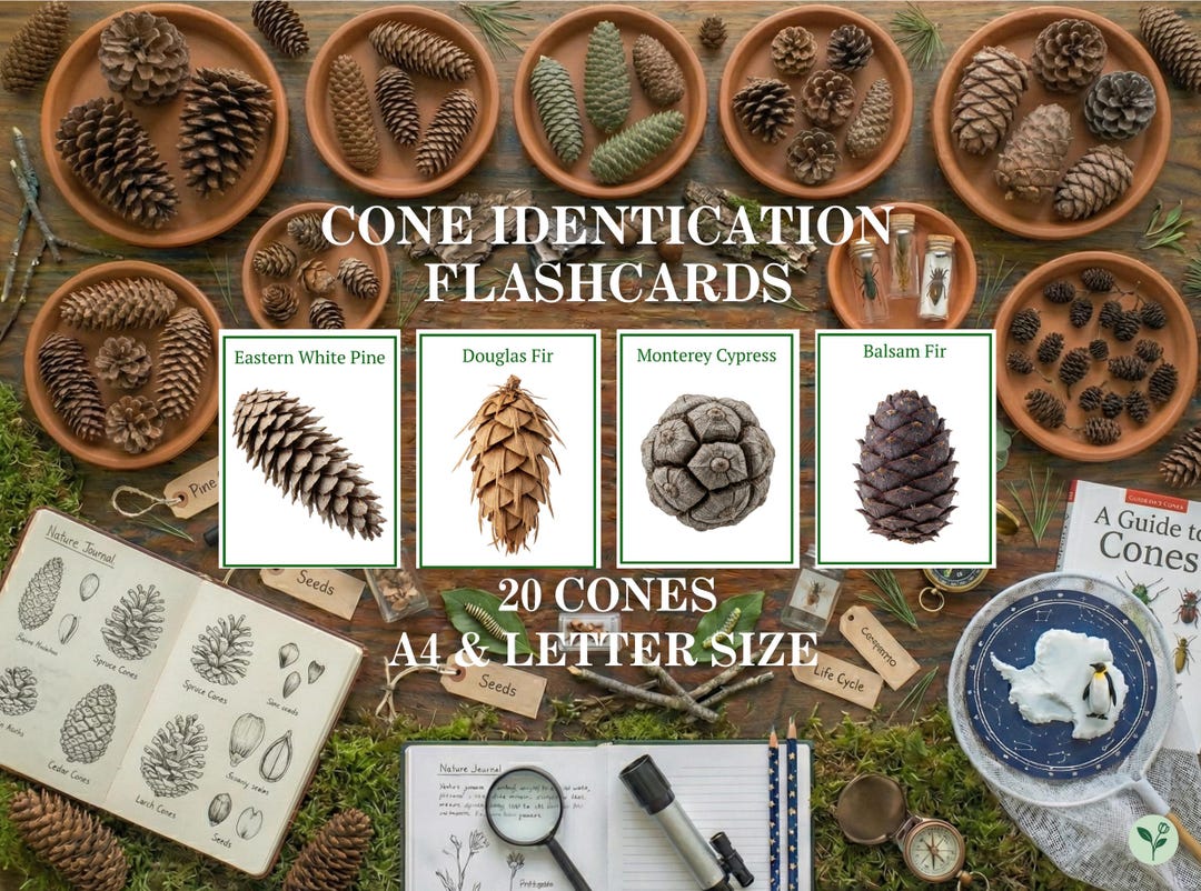 Cone Identification Flashcards: Nature Study Printable, Montessori ...
