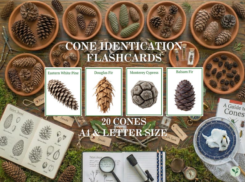 Cone Identification Flashcards: Nature Study Printable, Montessori ...