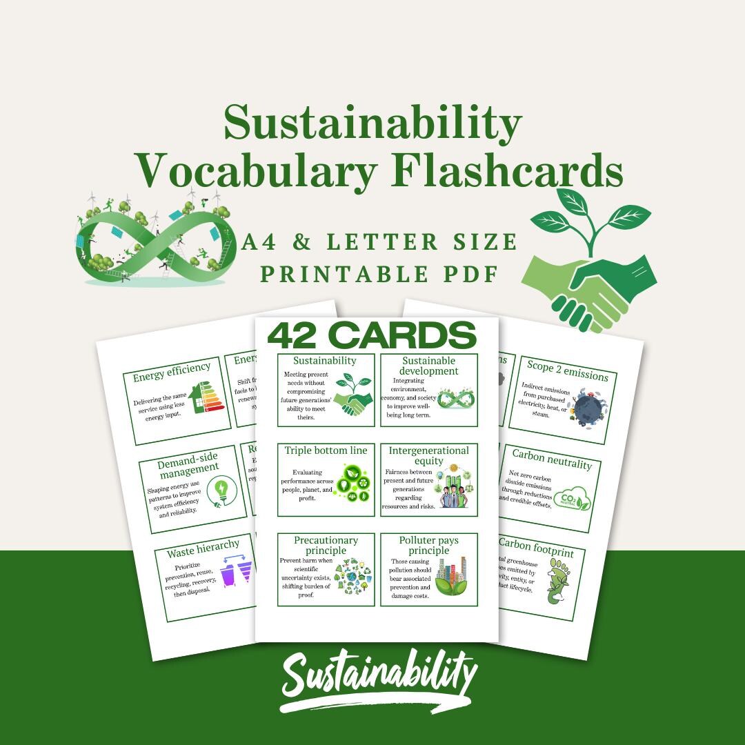 Sustainability Vocabulary Flashcards: Nature Study, Environmental ...