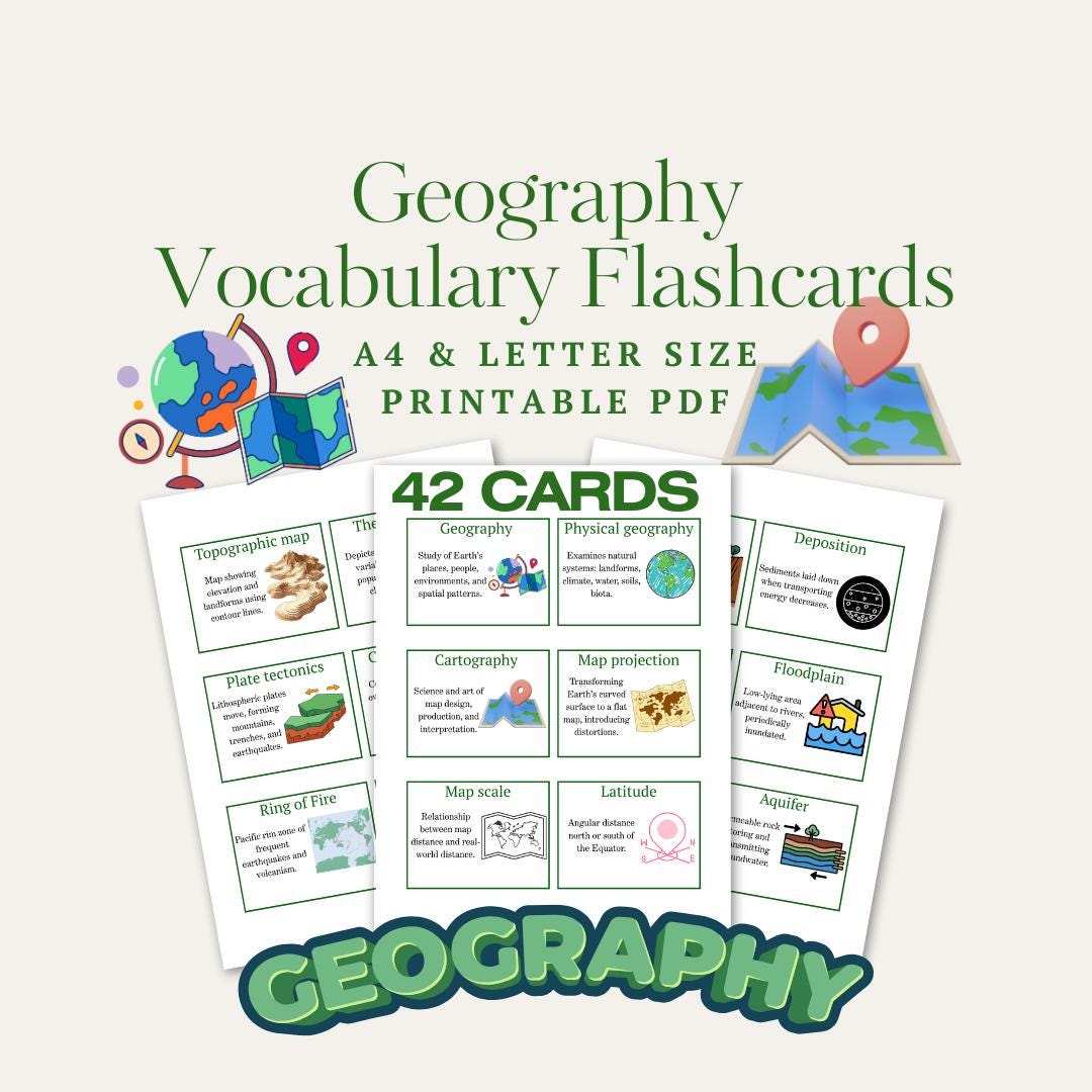Geography Flashcards: Nature Study & Environmental Science Cards ...