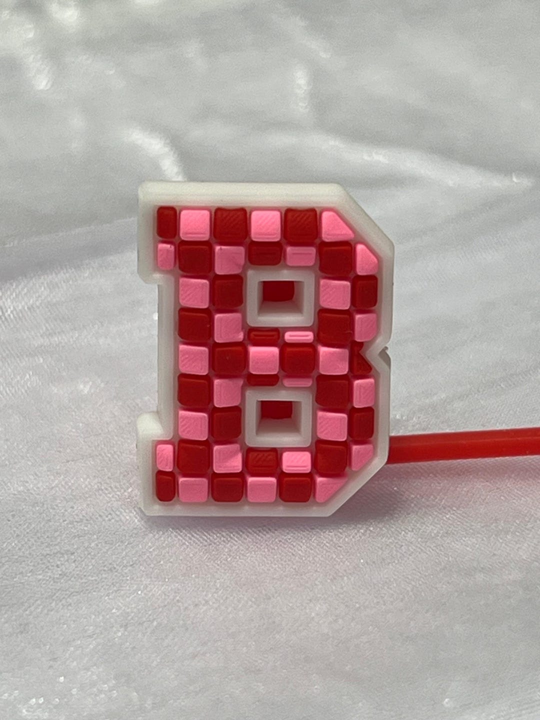 Pink Red Check Letters & Numbers Straw Topper 10mm - Etsy