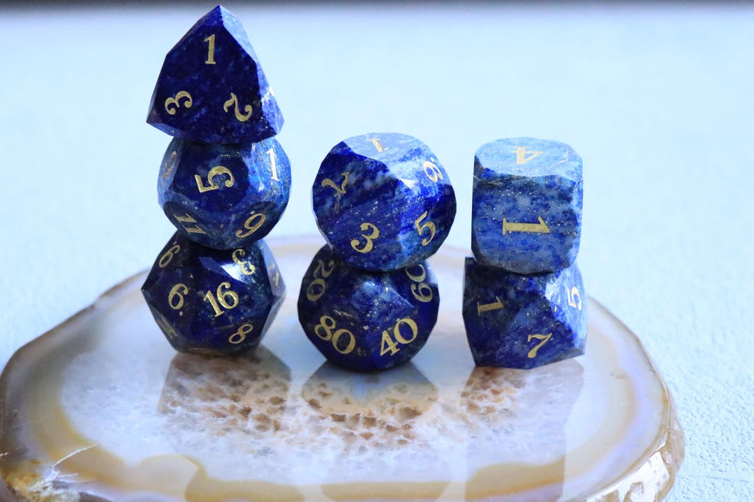 Multifaceted Lapis Lazuli DND Dice Set: Clear Number& Precise Angles - Etsy